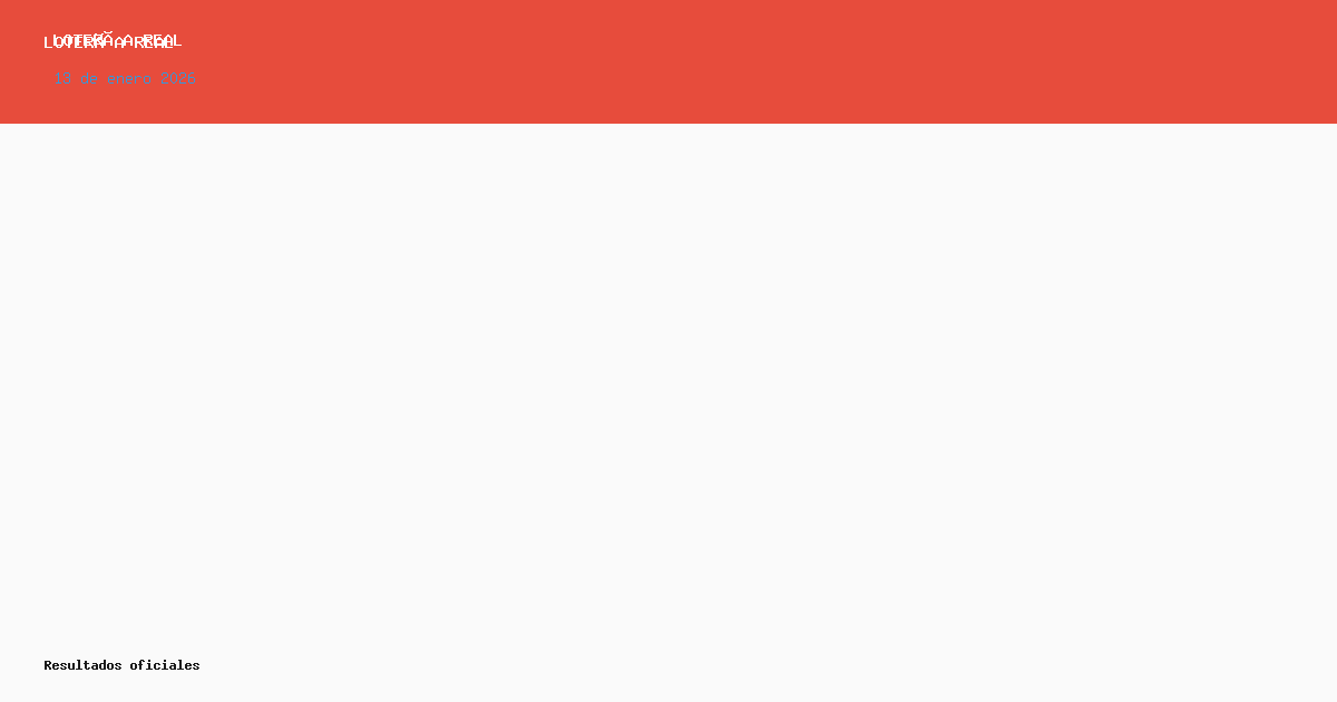 Resultados Lotería Real hoy 13 de enero 2026